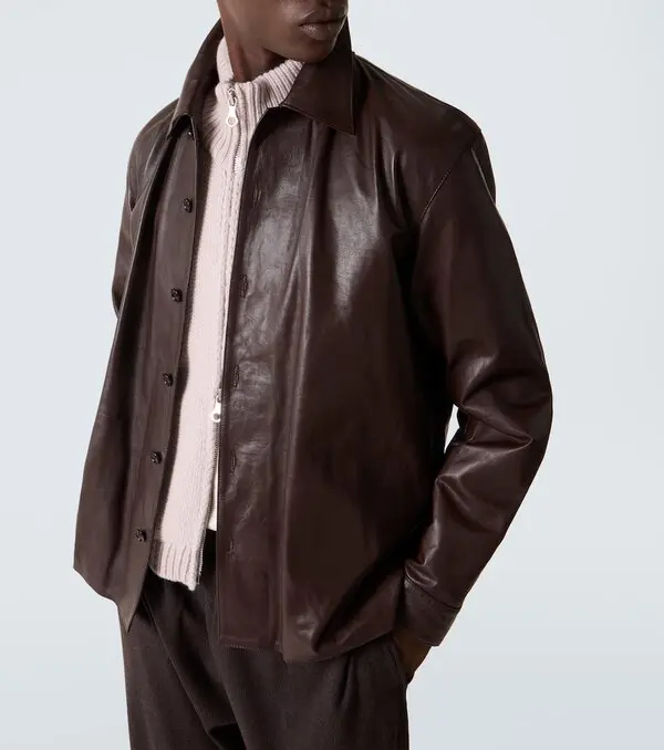 Our Legacy Welding Leather Overshirt - Brown