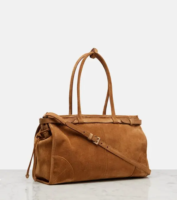 Prada Bonnie Large Suede Tote Bag - Brown