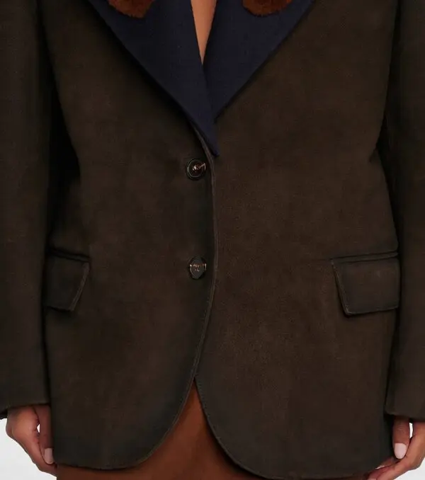 Prada Shearling-trimmed Suede Jacket
