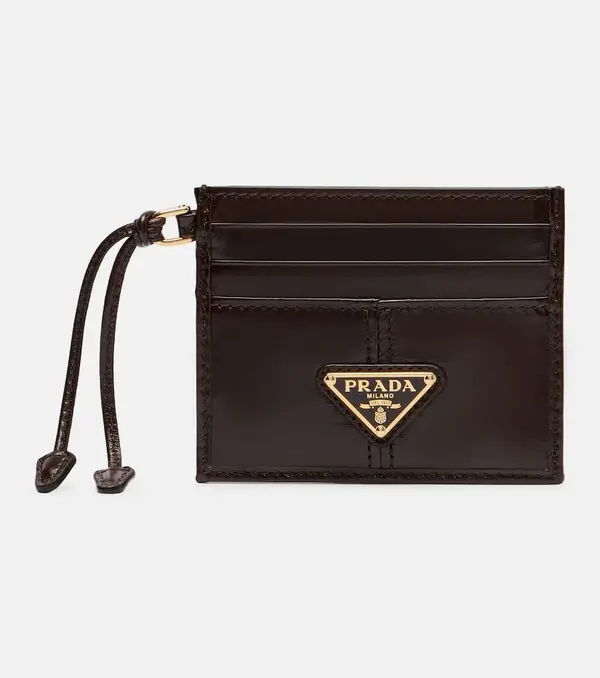 Prada Leather Card Holder - Brown