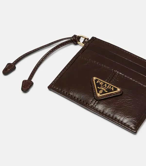 Prada Leather Card Holder - Brown