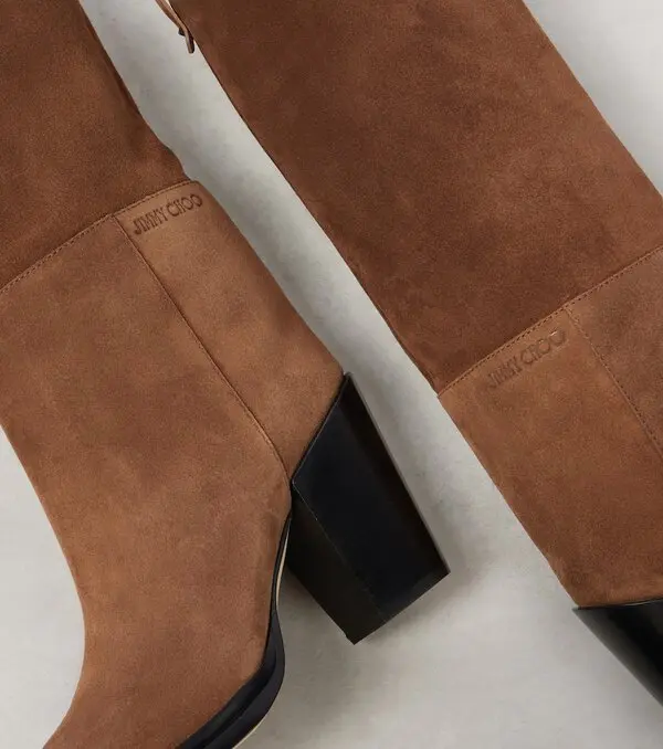 JIMMY CHOO Cece 80 Suede Boots - Beige