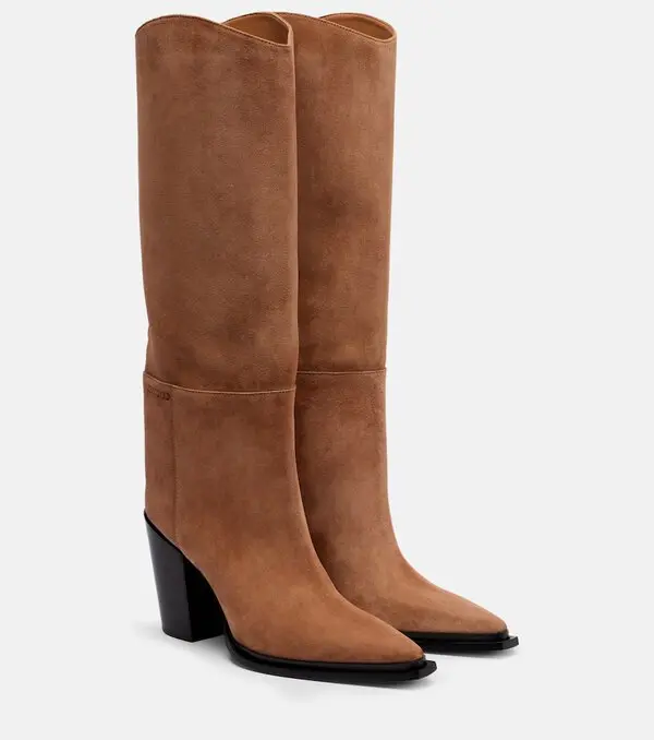 JIMMY CHOO Cece 80 Suede Knee-high Boots - Brown