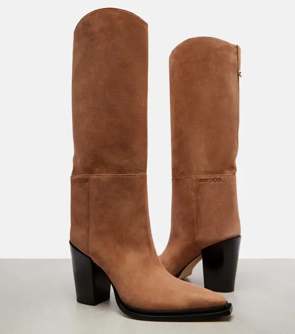 JIMMY CHOO Cece 80 Suede Knee-high Boots - Brown