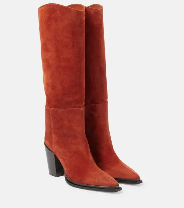 JIMMY CHOO Cece 80 Suede Knee-high Boots - Red