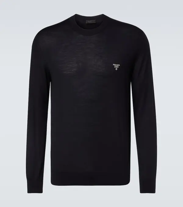 Prada Virgin Wool Crewneck Sweater - Blue