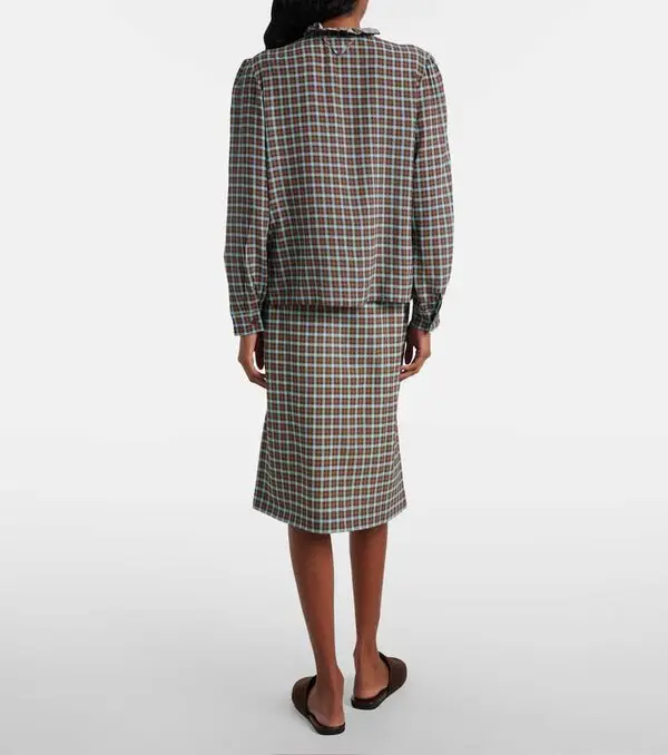 Prada Checked Silk-blend Georgette Shirt - Blue