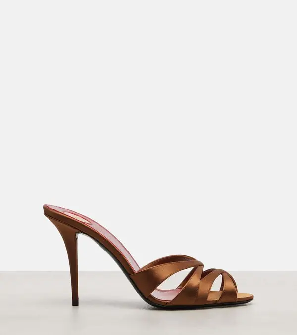 Saint Laurent Chandelle 95 Satin Sandals - Brown