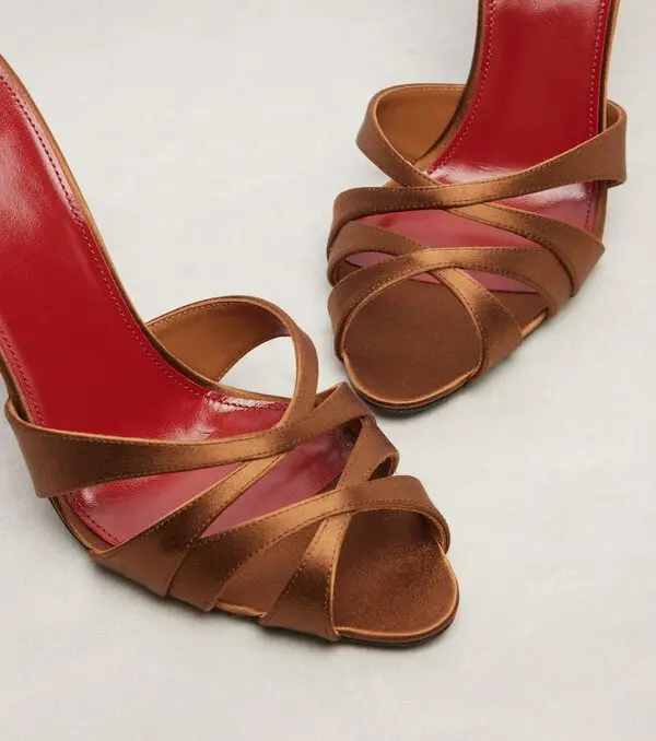 Saint Laurent Chandelle 95 Satin Sandals - Brown