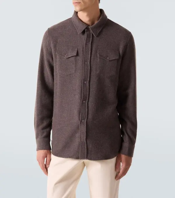 GOD'S TRUE CASHMERE Cashmere Shirt With Amethyst - Brown