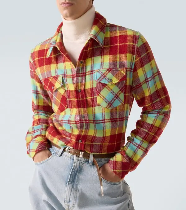 GOD'S TRUE CASHMERE Plaid Cashmere Shirt With Labradorite