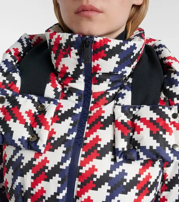 Perfect Moment Candice Houndstooth Down Ski Jacket - Black