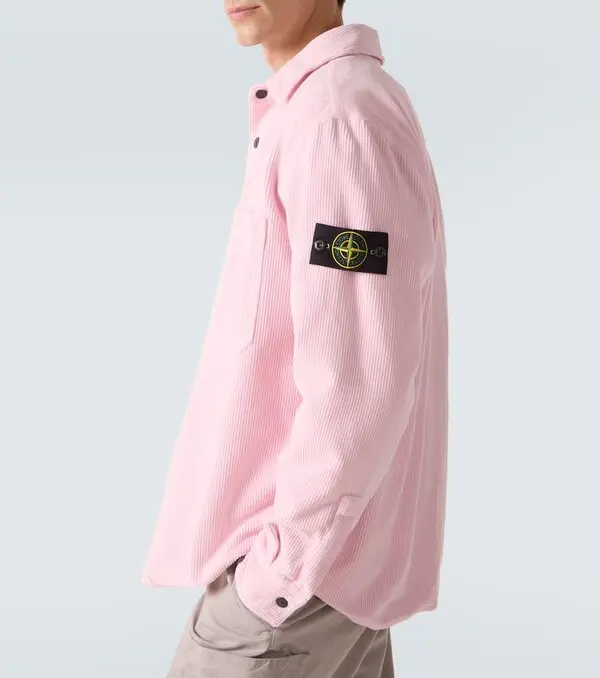 Stone Island Compass Cotton Corduroy Overshirt - Pink
