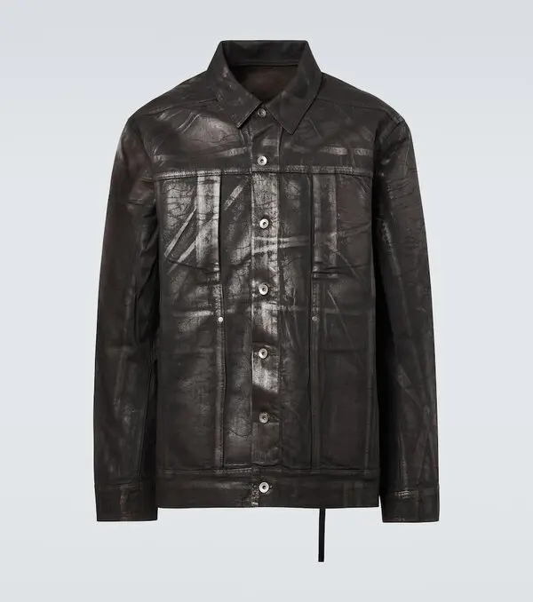 Rick Owens Coated Denim Jacket /grizzly - Black