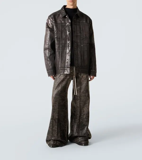 Rick Owens Coated Denim Jacket /grizzly - Black