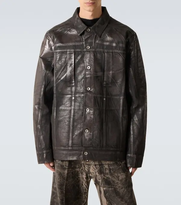 Rick Owens Coated Denim Jacket /grizzly - Black