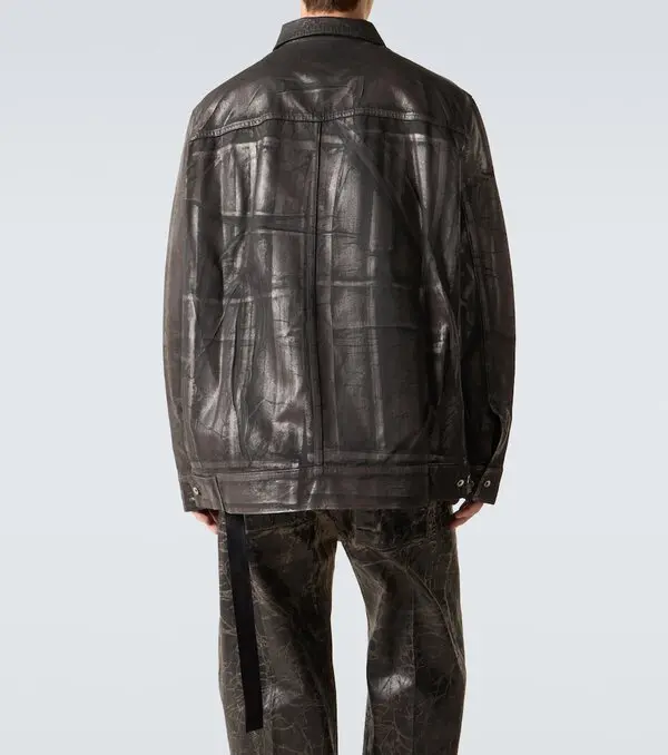 Rick Owens Coated Denim Jacket /grizzly - Black