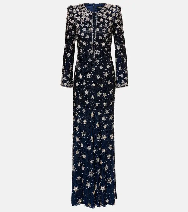 Jenny Packham Madrigal Embellished Gown - Blue