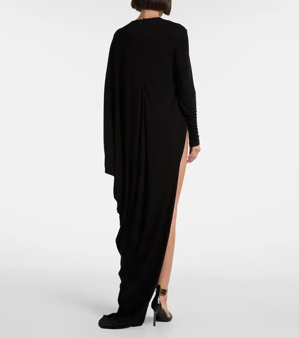 TOM FORD Asymmetric Crêpe Jersey Maxi Dress - Black