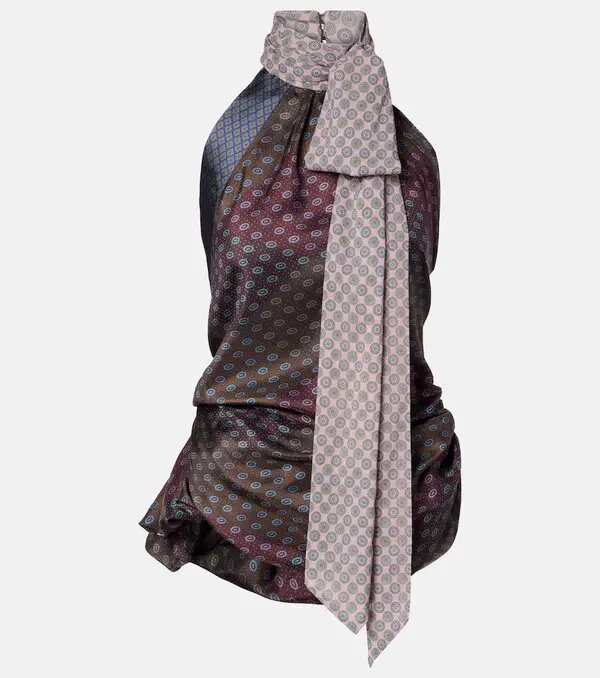 Dries Van Noten Printed Halterneck Silk Top