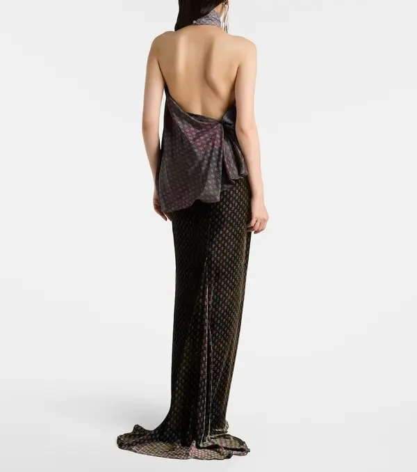 Dries Van Noten Printed Halterneck Silk Top