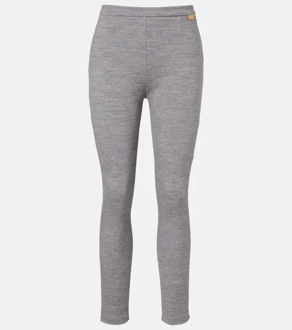 Balmain Wool And Cotton-blend Leggings - Grey
