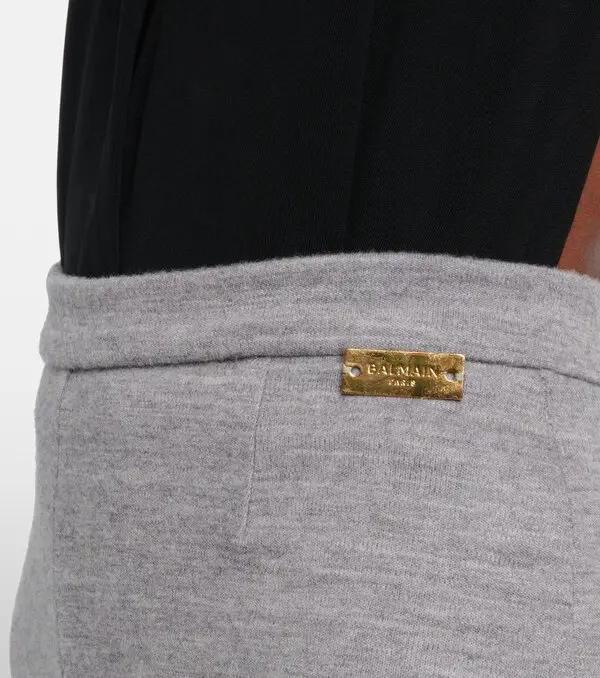 Balmain Wool And Cotton-blend Leggings - Grey