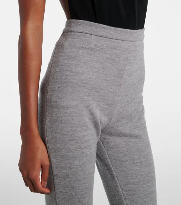 Balmain Wool And Cotton-blend Leggings - Grey