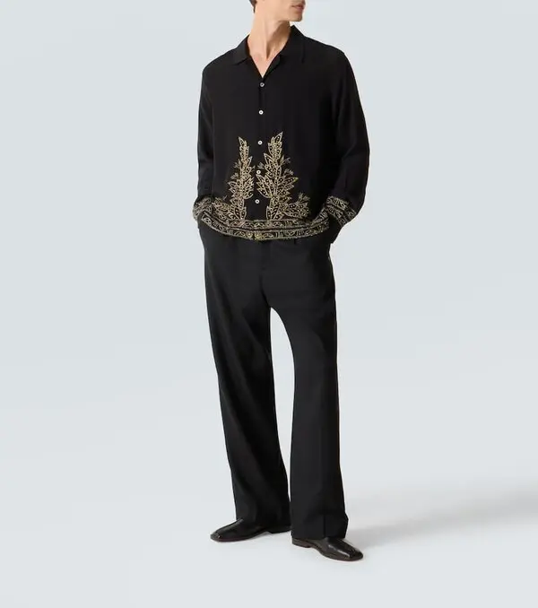 BODE Beaded Epoque Embellished Silk Shirt