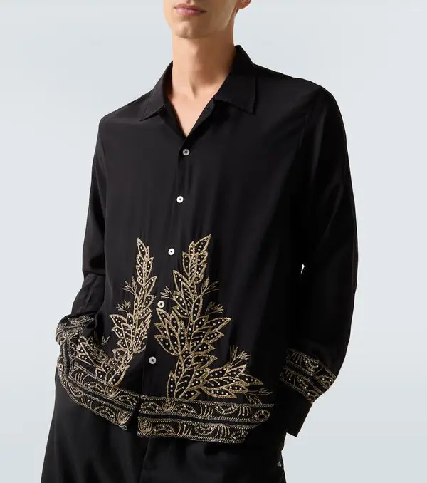 BODE Beaded Epoque Embellished Silk Shirt