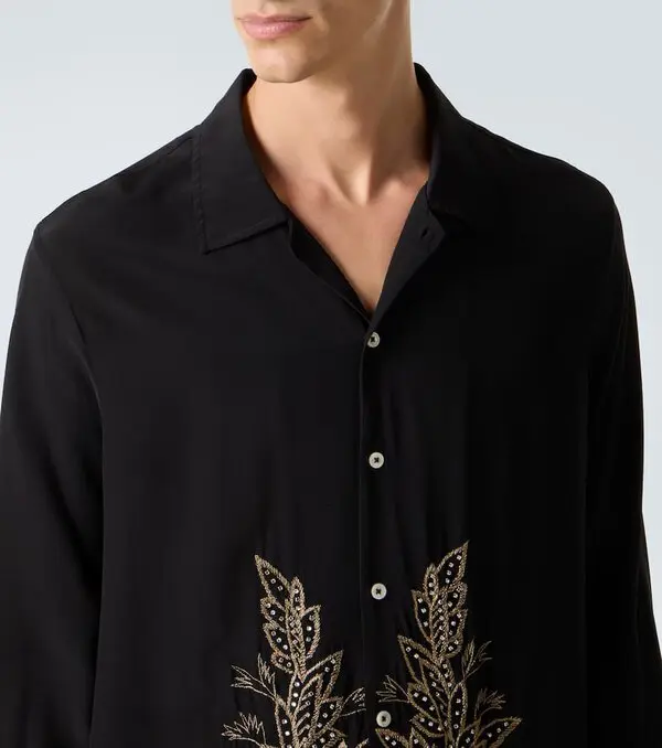 BODE Beaded Epoque Embellished Silk Shirt
