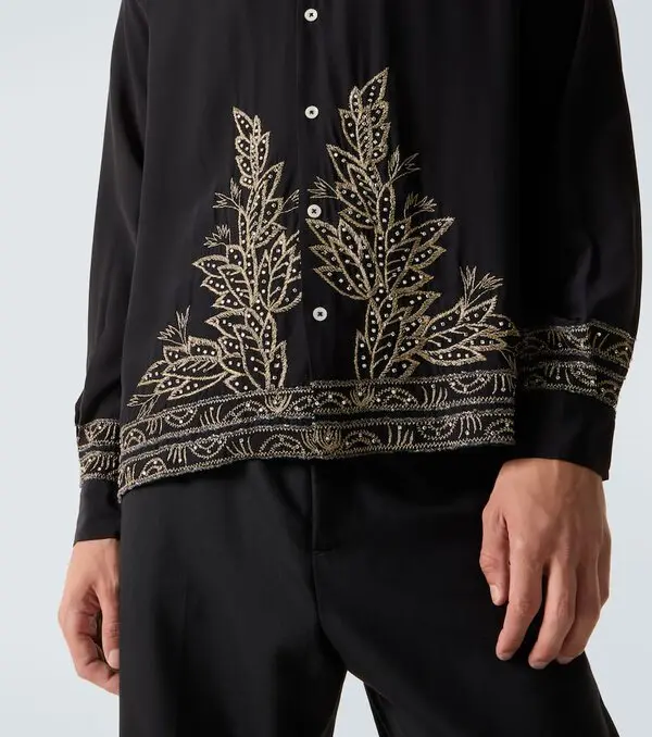 BODE Beaded Epoque Embellished Silk Shirt