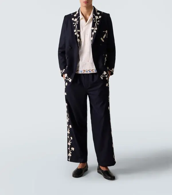 BODE Snowdrop Wide-leg Wool-blend Pants