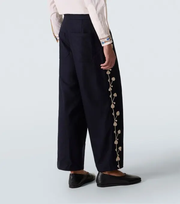 BODE Snowdrop Wide-leg Wool-blend Pants