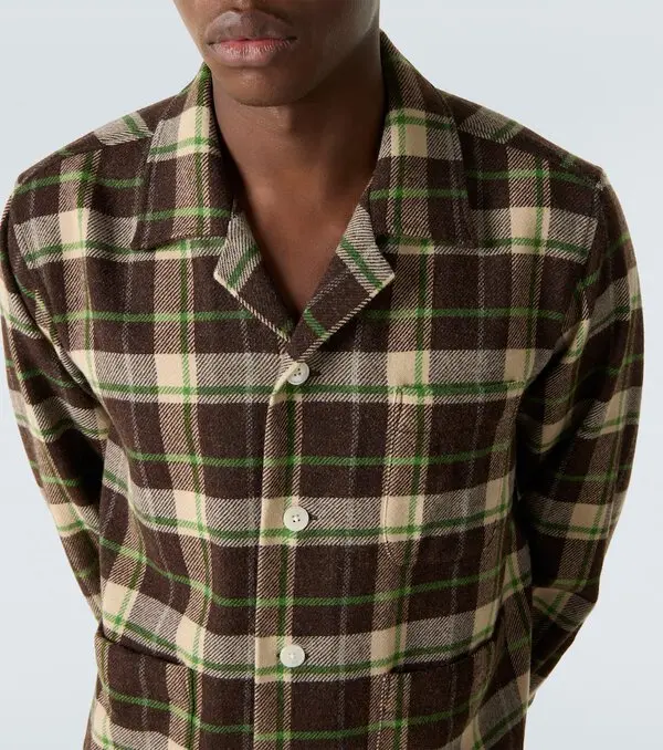 BODE Woodcrest Plaid Wool Flannel Overshirt - Brown