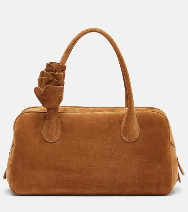 Magda Butrym Brigitte Small Floral-appliqué Suede Tote - Brown