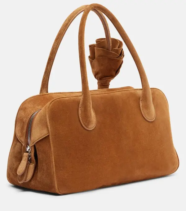 Magda Butrym Brigitte Small Floral-appliqué Suede Tote - Brown