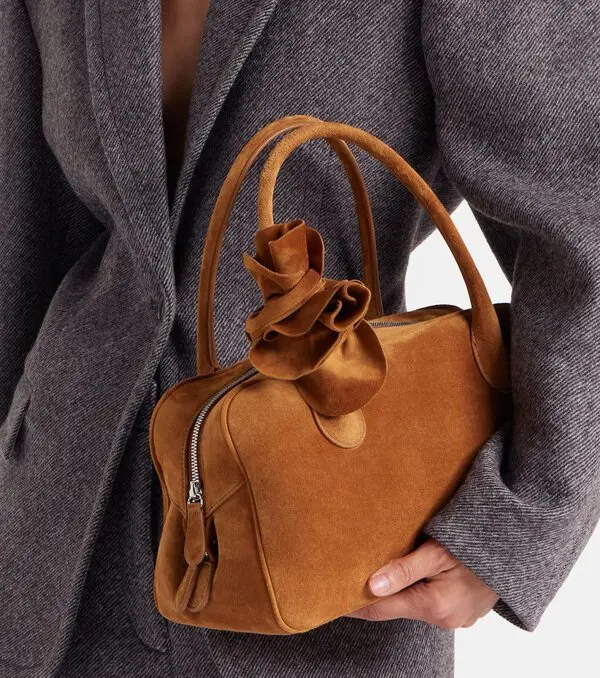 Magda Butrym Brigitte Small Floral-appliqué Suede Tote - Brown