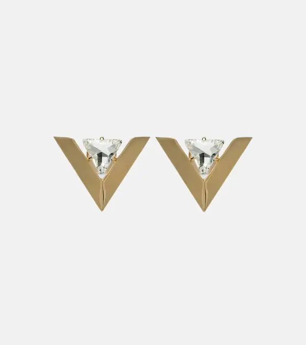 Valentino Garavani Je Les V Crystal-embellished Clip-on Earrings - Gold