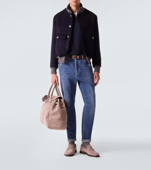 Brunello Cucinelli Suede Penny Loafers - Grey