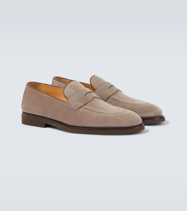 Brunello Cucinelli Suede Penny Loafers - Grey