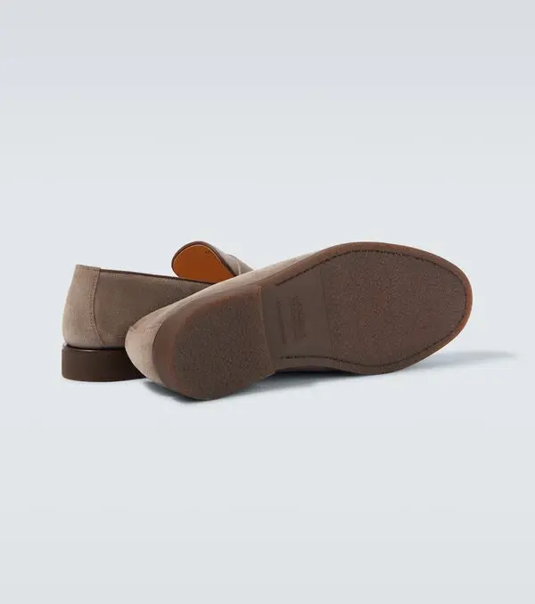 Brunello Cucinelli Suede Penny Loafers - Grey