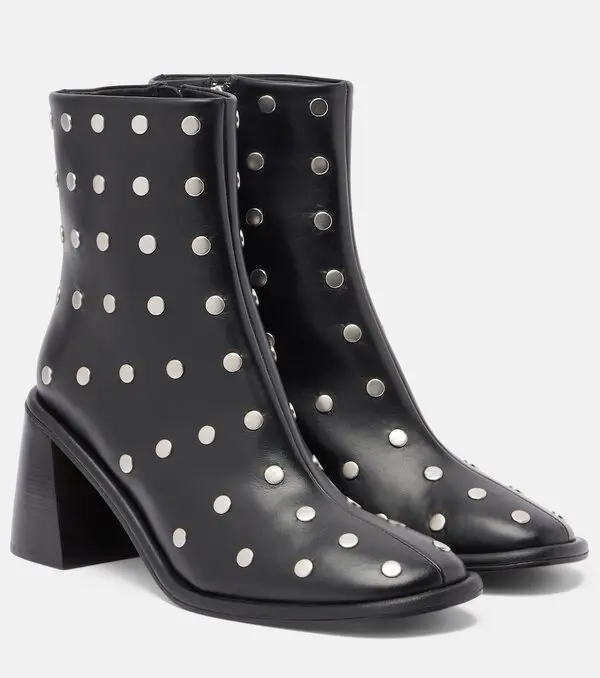 SOULIERS MARTINEZ Kima 80 Studded Leather Ankle Boots - Black