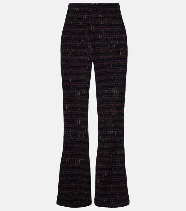 Veronica Beard Yadira Kick Knitted Flared Pants - Blue