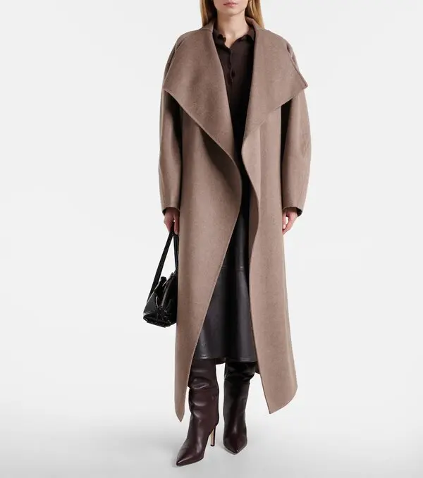 THE FRANKIE SHOP Leroy Wool-blend Wrap Coat - Brown