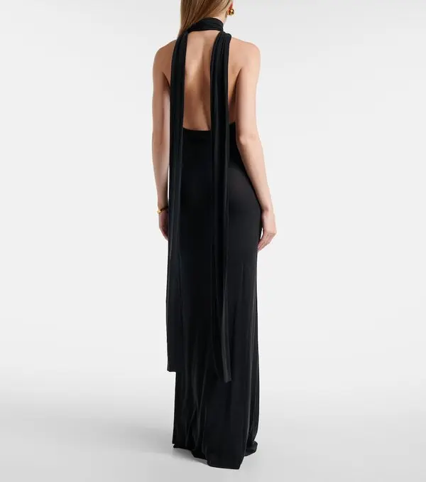 AYA MUSE Sele Cutout Halterneck Gown - Black