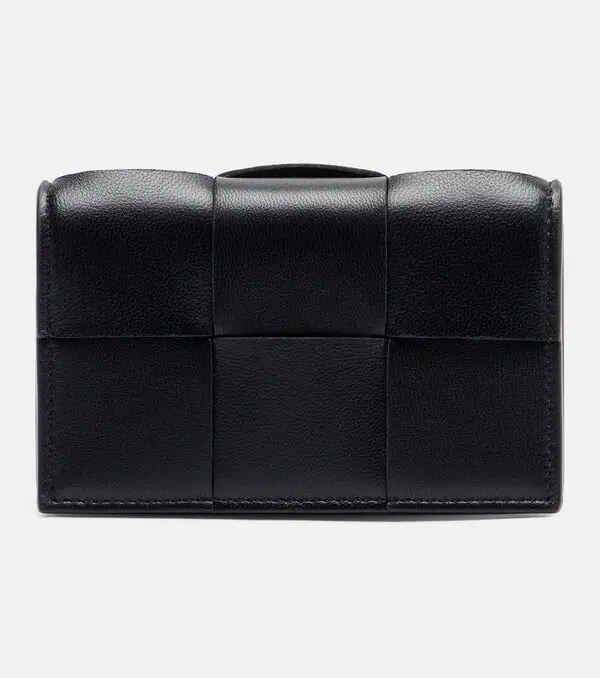 Bottega Veneta Cassette Intrecciato Leather Card Case - Black