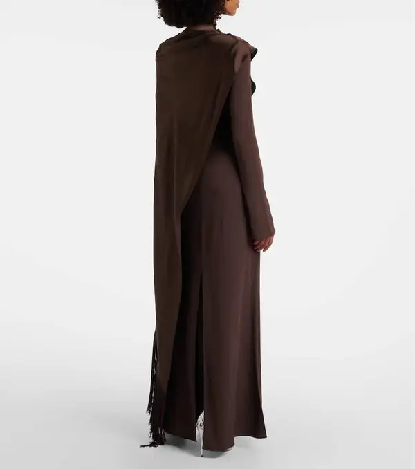 TALLER MARMO Mounia Caped Crêpe Cady Gown - Brown