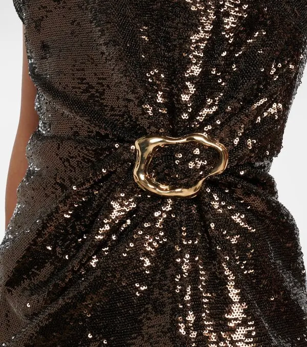 Roland Mouret Gathered Sequined Strapless Gown