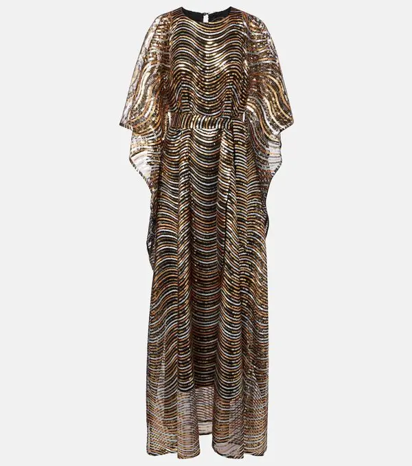 TALLER MARMO Erté Sequined Tulle Kaftan - Multicoloured